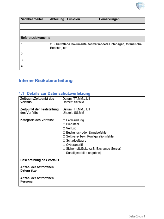 Muster/Vorlage Risikobeurteilung – Art. 33 + 34 DSGVO - Michael Eberlein Rechtsanwalt für ...